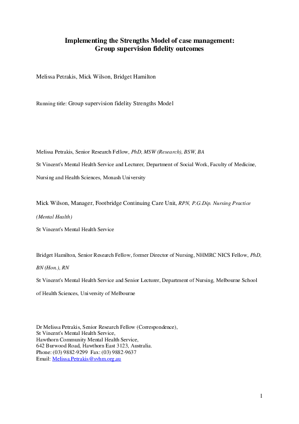 (PDF) Implementing the Strengths Model of Case Management: Group ...