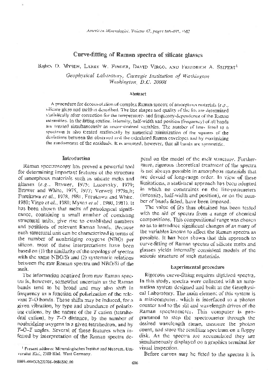 (PDF) Curve-fitting of Raman spectra of silicate glasses