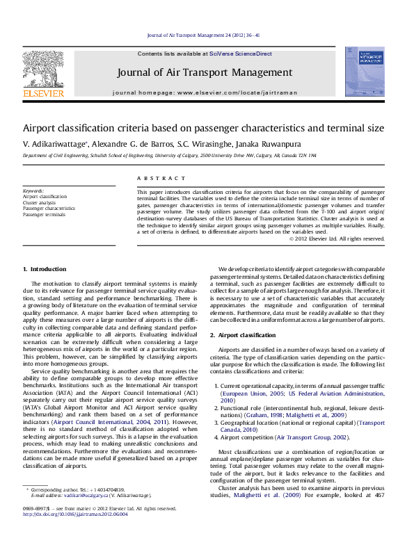 (PDF) Airport classification criteria based on passenger ...