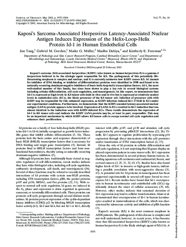 (PDF) Kaposi Sarcoma-associated Herpesvirus Latency-associated Nuclear Antigen Inhibits ...