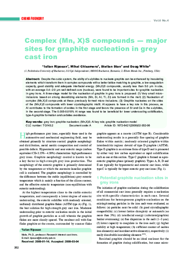 (PDF) Complex (Mn, X) S compounds-major sites for graphite nucleation ...
