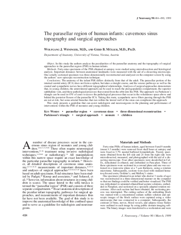 (PDF) The parasellar region of human infants: cavernous sinus ...
