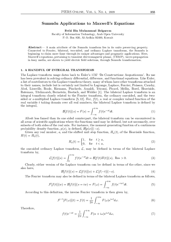 (PDF) Sumudu Transform in Maxwell's Equations