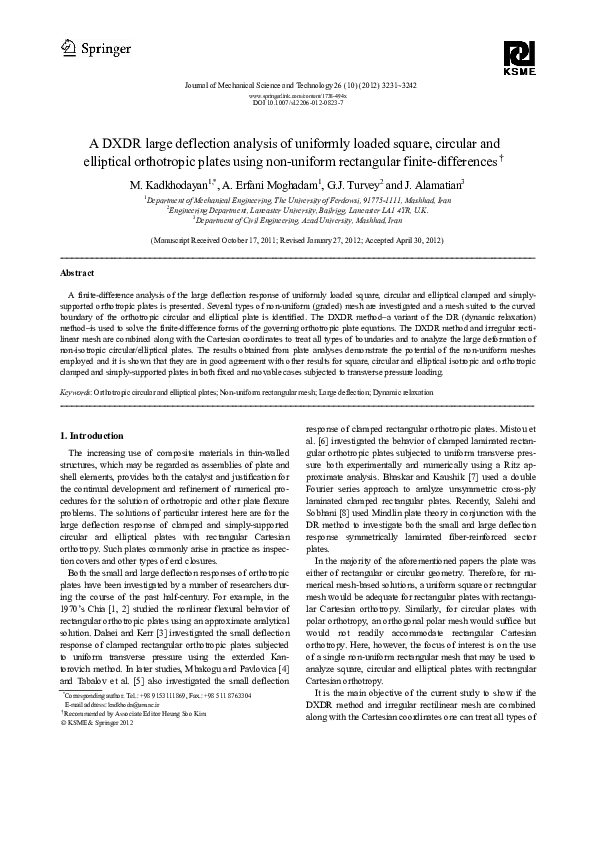 (PDF) A DXDR large deflection analysis of uniformly loaded square ...