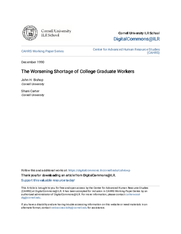 (PDF) The Worsening Shortage of College-Graduate Workers