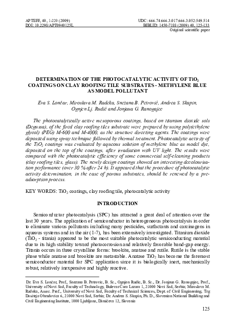 (PDF) Determination of the photocatalytic activity of TiO2 coatings on ...