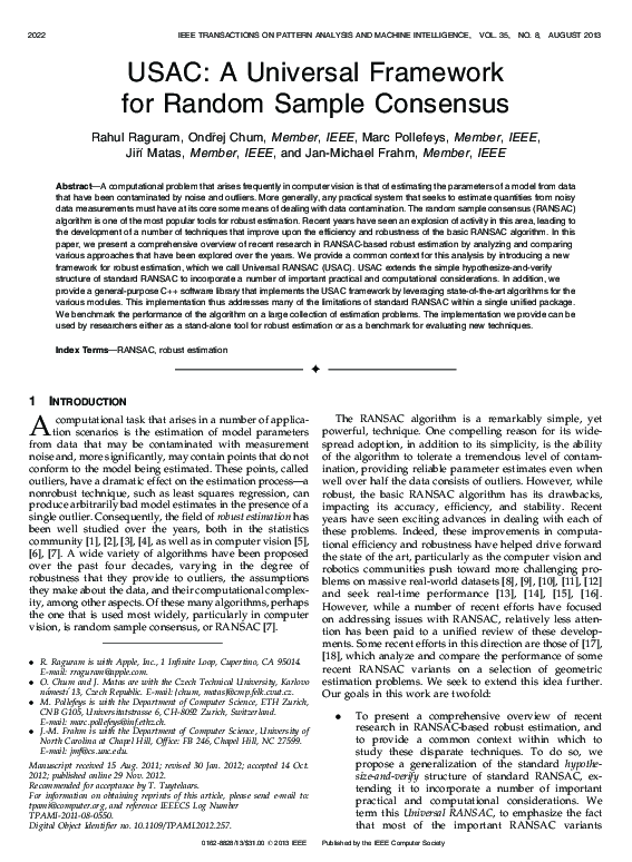 (PDF) USAC: A Universal Framework for Random Sample Consensus