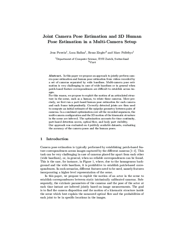 (PDF) Joint Camera Pose Estimation and 3D Human Pose Estimation in a Multi-camera Setup