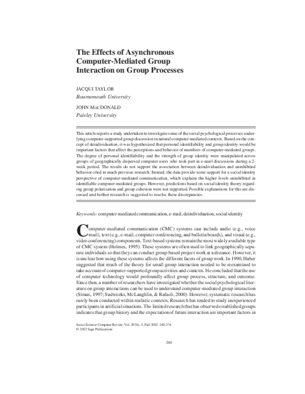 Pdf Asynchronous Cmc Group Identity And Interaction Dynamics 8763