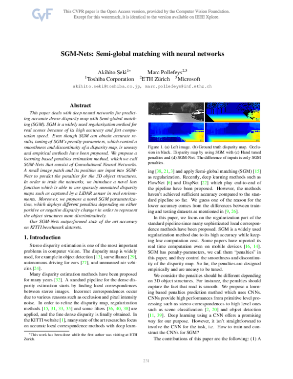 (PDF) SGM-Nets: Semi-Global Matching with Neural Networks