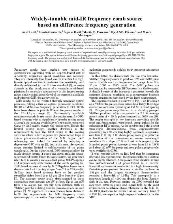 (PDF) Widely-tunable mid-infrared frequency comb source based on ...