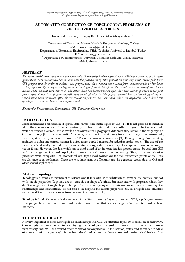 (PDF) Automated Correction of Topological Problems of Vectorized Data for Gis