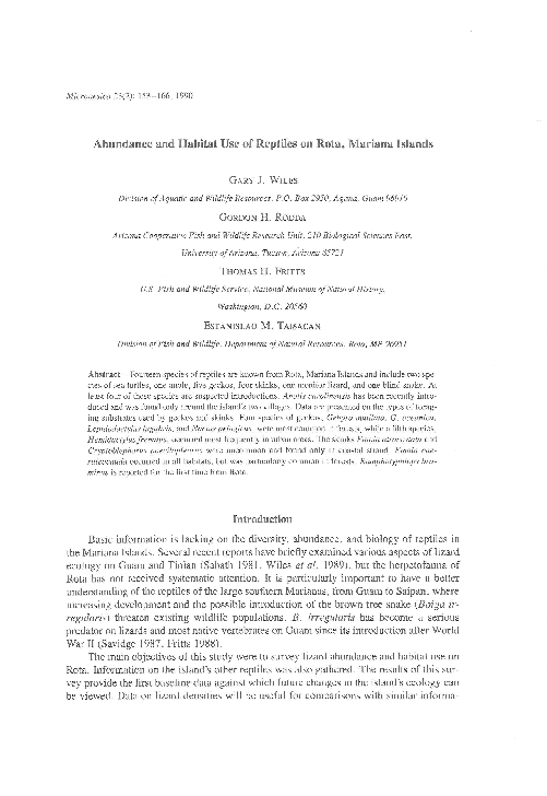 (PDF) Abundance and habitat use of reptiles on Rota, Mariana Islands