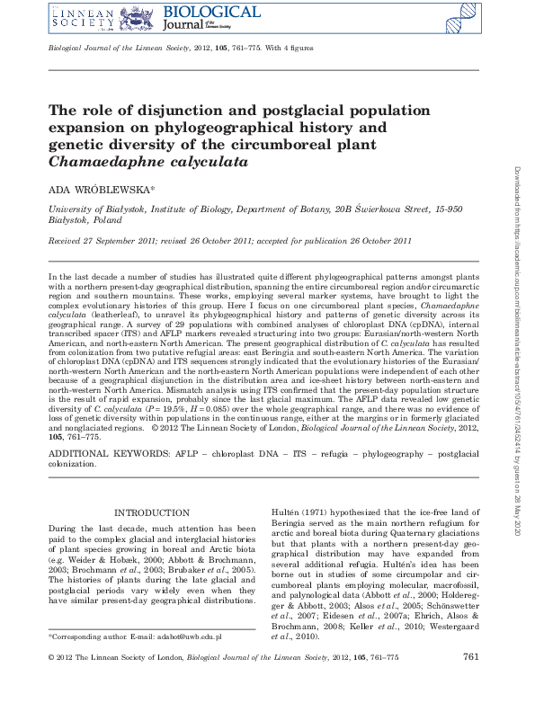 (PDF) The role of disjunction and postglacial population expansion on ...