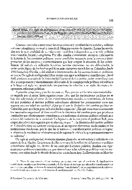(PDF) David ROLL. "Un siglo de ambigüedad: para entender cien años de ...