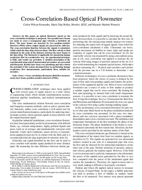 (PDF) Cross-Correlation-Based Optical Flowmeter