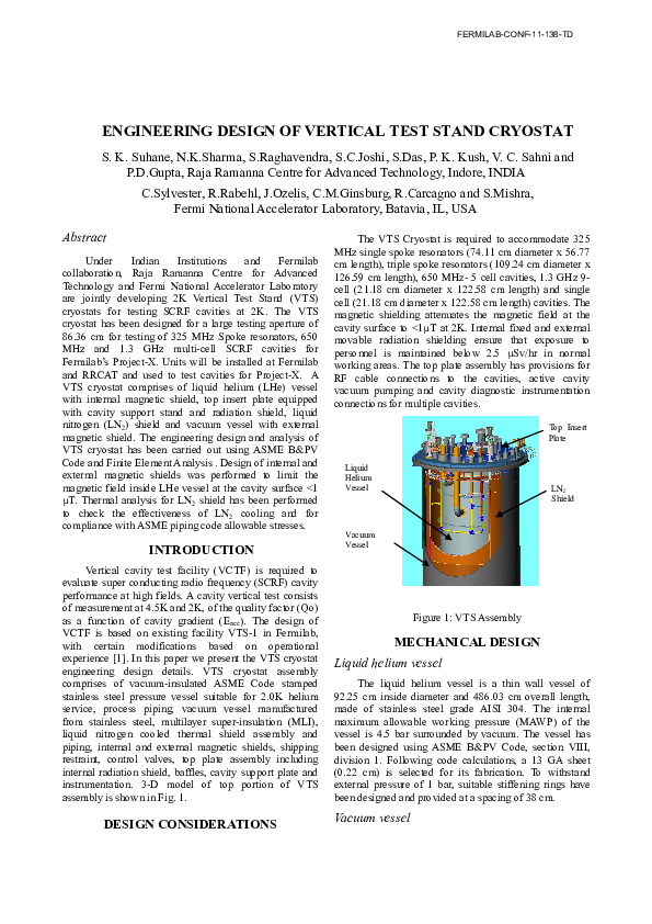 (PDF) Engineering Design of Vertical Test Stand Cryostat