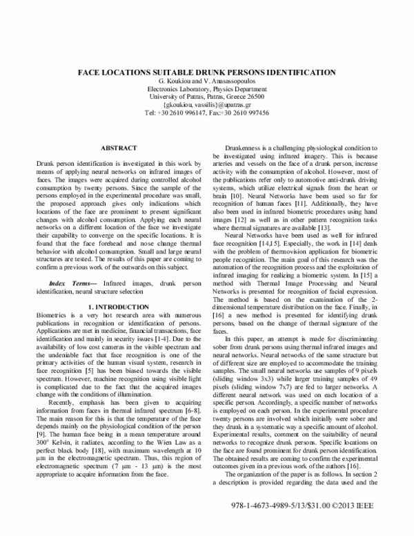 (PDF) Face locations suitable drunk persons identification
