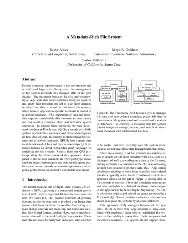 (PDF) A Metadata-Rich File System