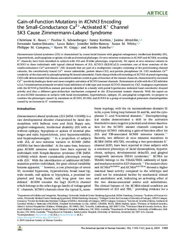 (PDF) Gain-of-Function Mutations in KCNN3 Encoding the Small ...