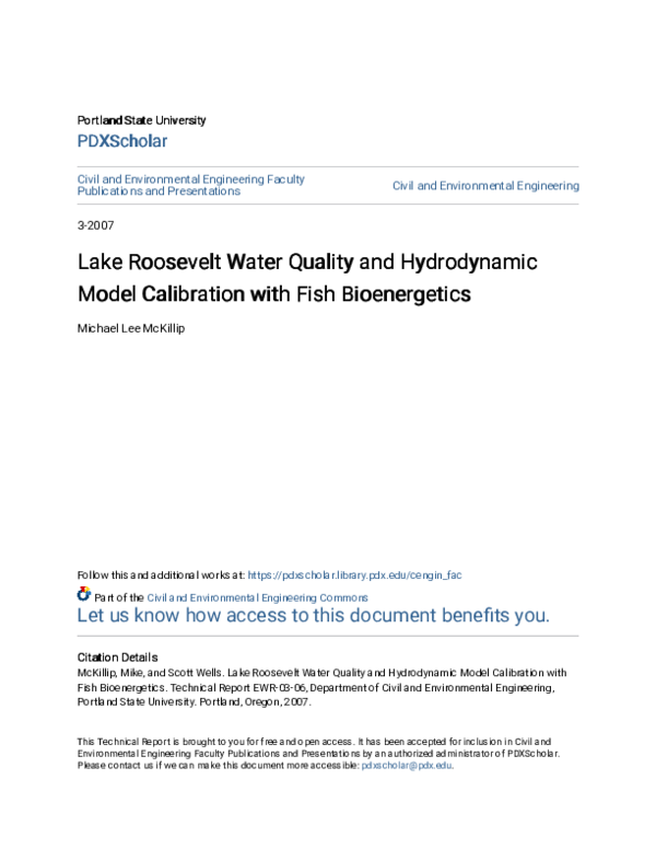 (PDF) Lake Roosevelt Water Quality and Hydrodynamic Model Calibration ...