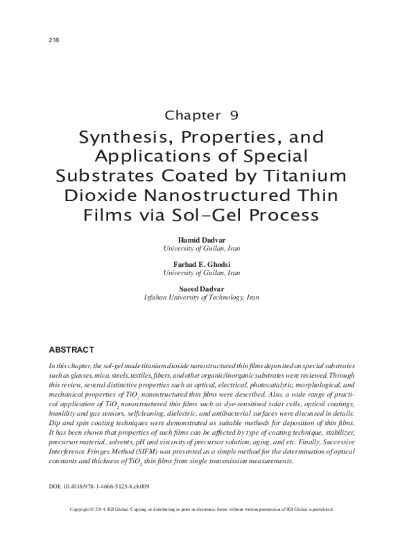 (PDF) TiO2 Nanostructured Films: Synthesis and Uses