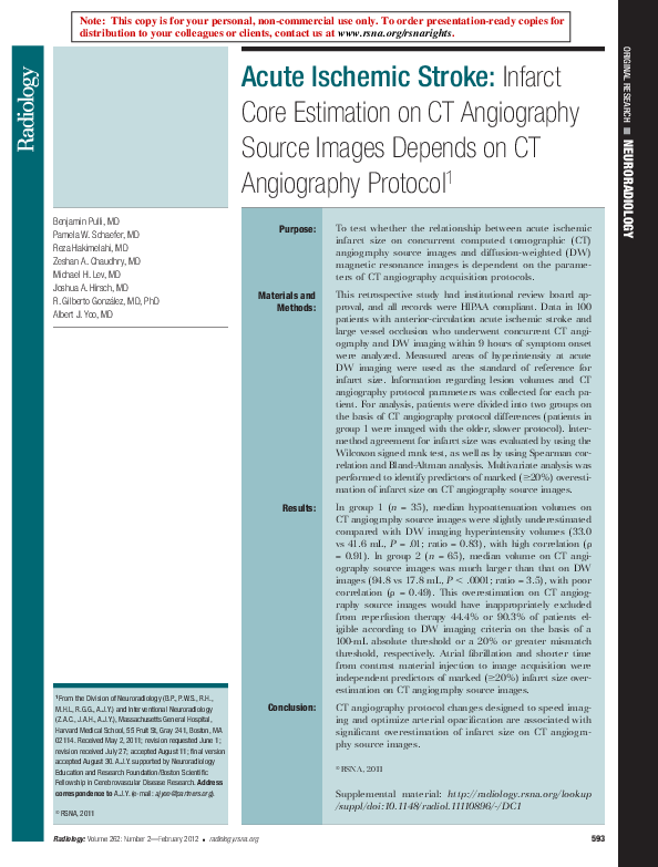 (PDF) Acute Ischemic Stroke: Infarct Core Estimation on CT Angiography ...