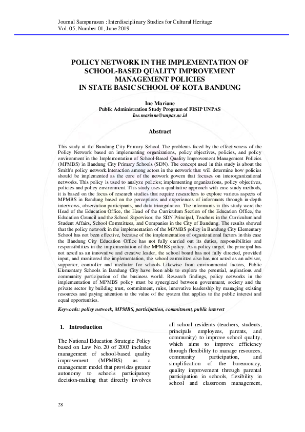 (PDF) Policy Network in the Implementation of School-Based Quality ...