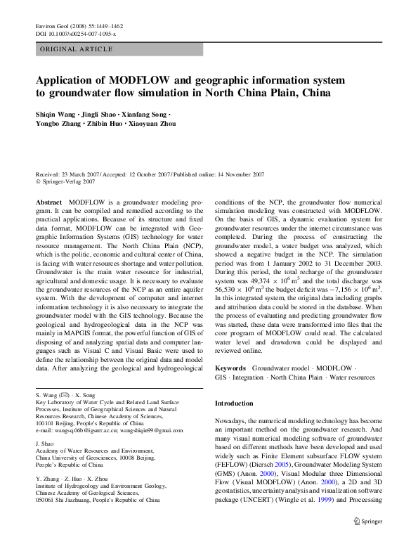 Pdf Application Of Modflow And Geographic Information System To Groundwater Flow Simulation In