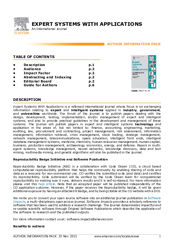 (PDF) Expert Systems with Applications