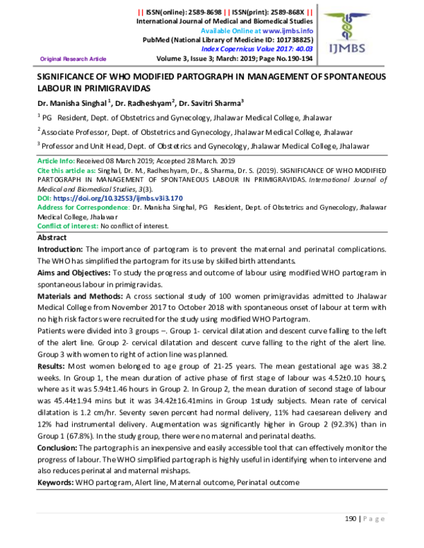 (PDF) Significance of Who Modified Partograph in Management of ...