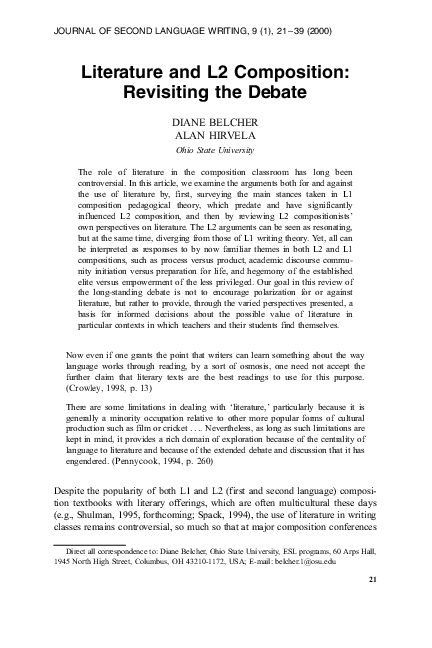 (PDF) Literature and L2 Composition: Revisiting the Debate