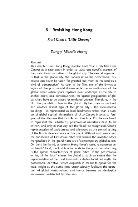 (PDF) 6. Revisiting Hong Kong: Fruit Chan’s ‘Little Cheung’