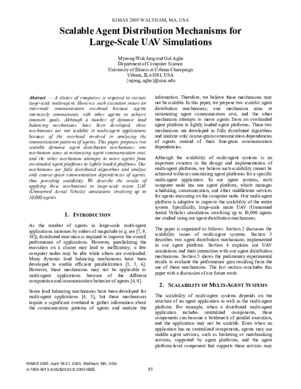 (PDF) Scalable agent distribution mechanisms for large-scale UAV simulations