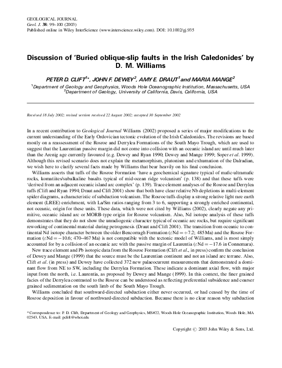 (PDF) Discussion of ?Buried oblique-slip faults in the Irish ...