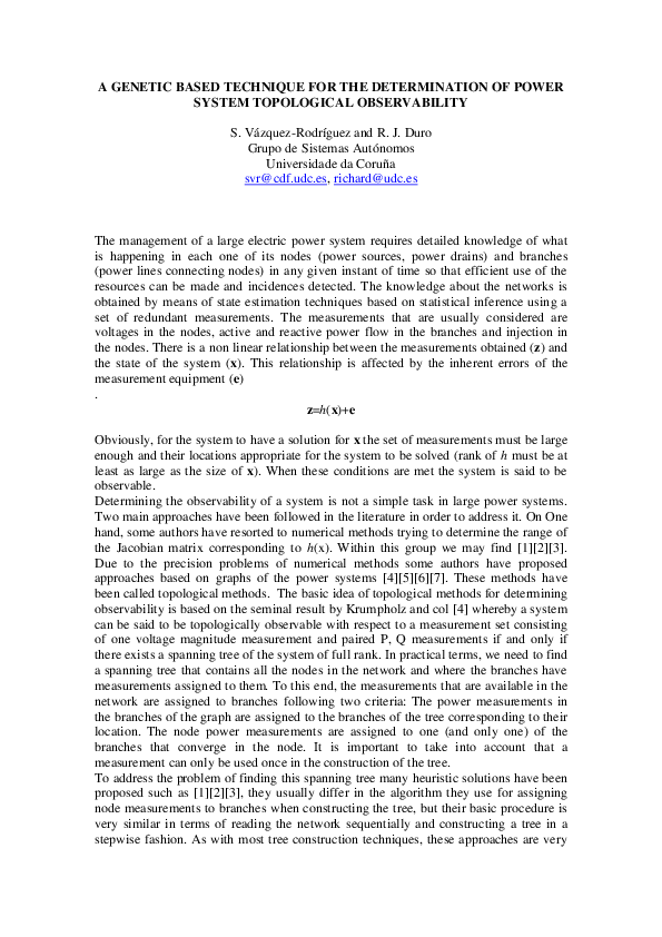 (PDF) A genetic based technique for the determination of power system topological observability ...