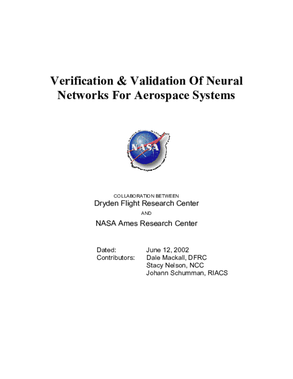 Pdf Verification And Validation Of Neural Networks A Sampling Of Research In Progress