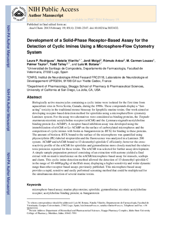 (PDF) Development of a Solid-Phase Receptor-Based Assay for the ...