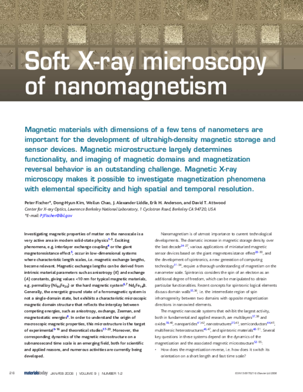 (PDF) Soft X-ray microscopy of nanomagnetism