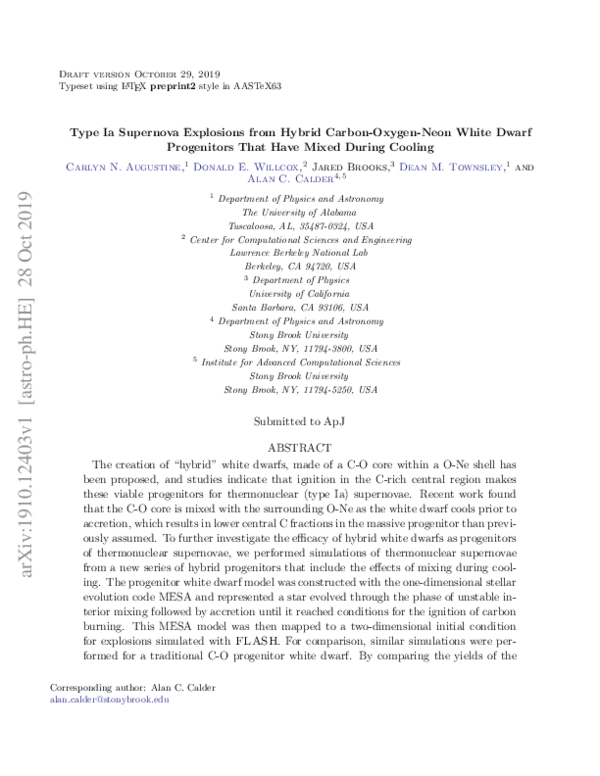 (PDF) Type Ia Supernova Explosions from Hybrid Carbon-Oxygen-Neon White ...