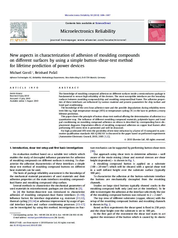 (PDF) New aspects in characterization of adhesion of moulding compounds ...