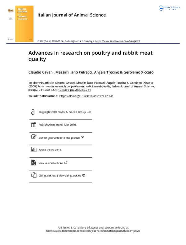 (PDF) Advances in research on poultry and rabbit meat quality