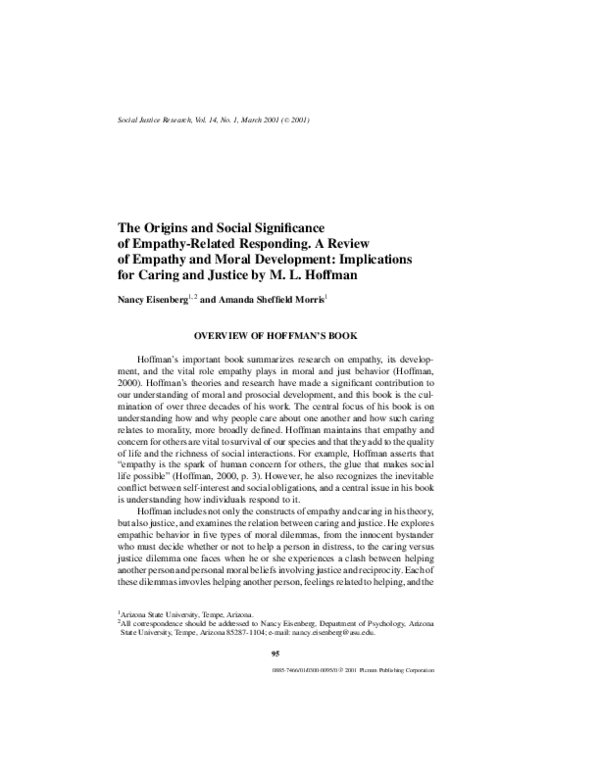 (PDF) The Origins and Social Significance of Empathy-Related Responding ...