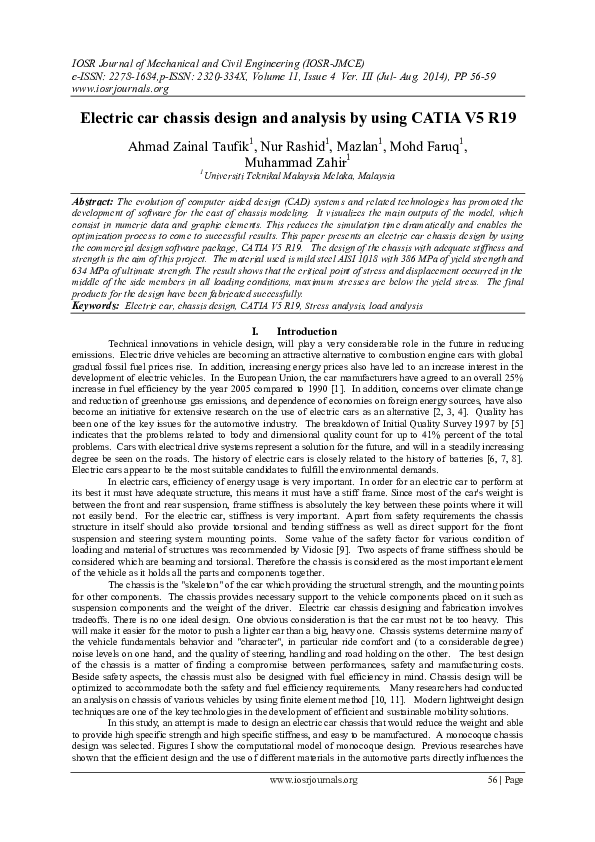 (PDF) Electric car chassis design and analysis by using CATIA V5 R19
