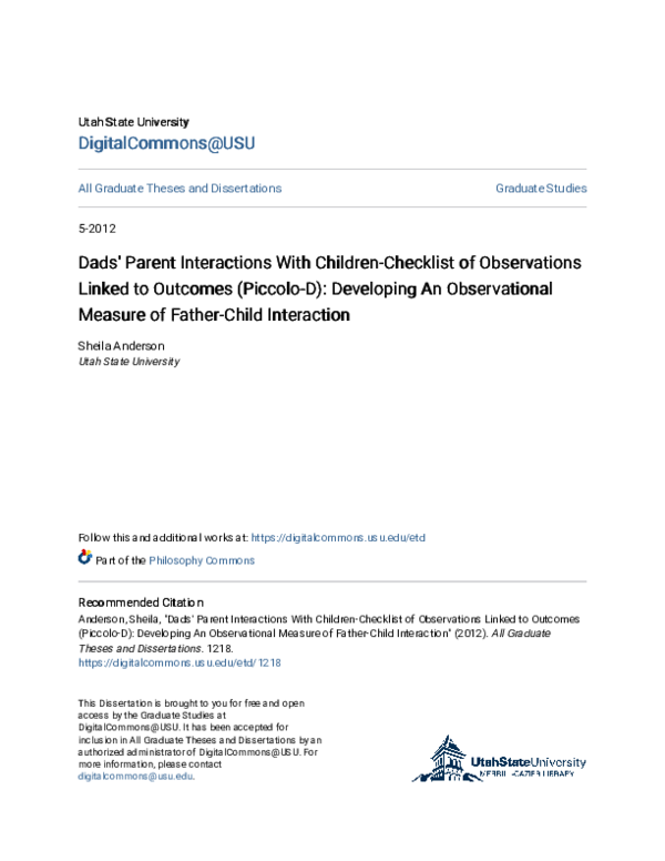 (PDF) Dads Parent Interactions with Children Checklist of Observations ...