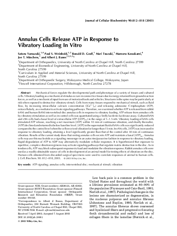 (PDF) Annulus cells release ATP in response to vibratory loading in vitro