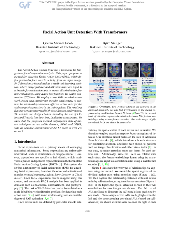 Facial Action Unit Detection With Transformers