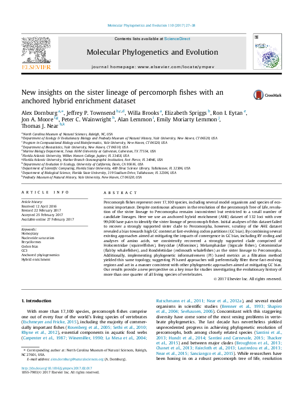 (PDF) New insights on the sister lineage of percomorph fishes with an ...