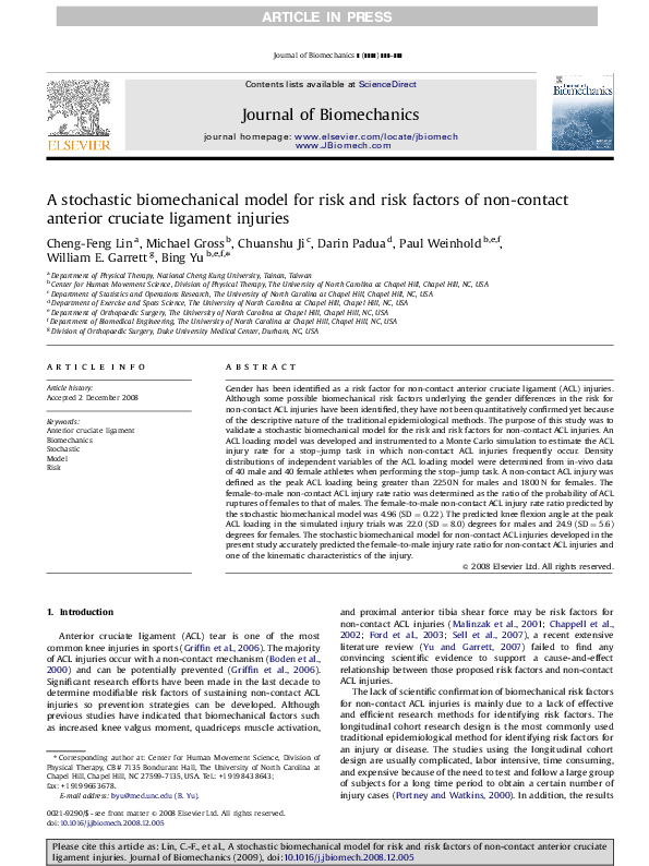 A stochastic biomechanical model for risk and risk factors of non ...
