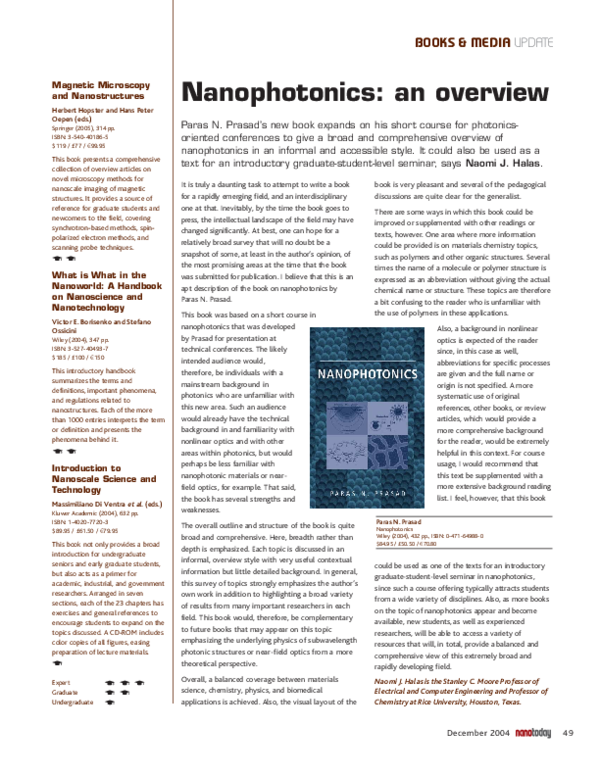 (PDF) Introduction to nanoscale science and technology